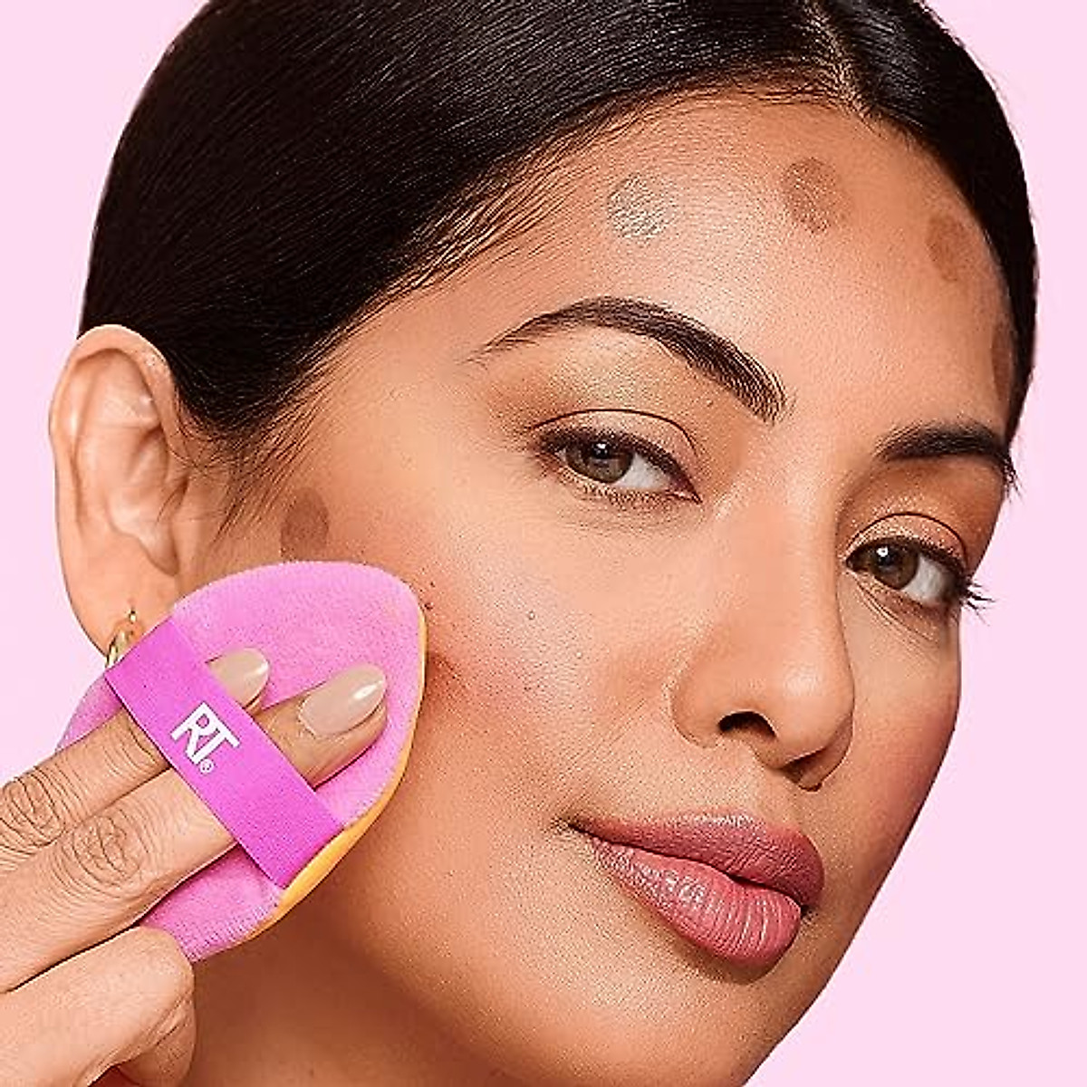 Real Techniques Miracle 2-In-1 Powder Puff, Dual-Sided, Full-Size Makeup Blending Puff, Reversible Elastic Band, Precision Tip Makeup Sponge & Powder Puff, For Liquid, Cream & Powder, 1 Count