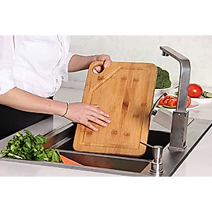 Mohy Bamboo Cutting Board Set with Juice Groove (Set of 3 with Holder) – Extra Large Thick Chopping Board Set for Meat, Cheese, Fruit and Vegetables
