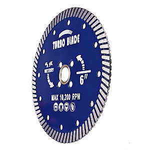 6" Diamond Turbo Blade Granite Blade for Granite Marble Porcelain Tile Wet/Dry Cutting