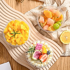 WUWEOT 50 Pack Plastic Dessert Cups, 12 oz Clear PET Dessert Bowls, Disposable Parfait Cups with Lid (No Hole) for Ice Cream Fruit Iced Cold Drinks Dessert Yogurt Cereal Parfait Puddings Mousse