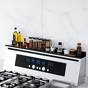 JNIHEEP Kitchen Shelf for Stove,Magnetic Shelf for Kitchen Stove with Easy Installation,Metal Black Kitchen Storage Organization for Stovetop- 30" Length