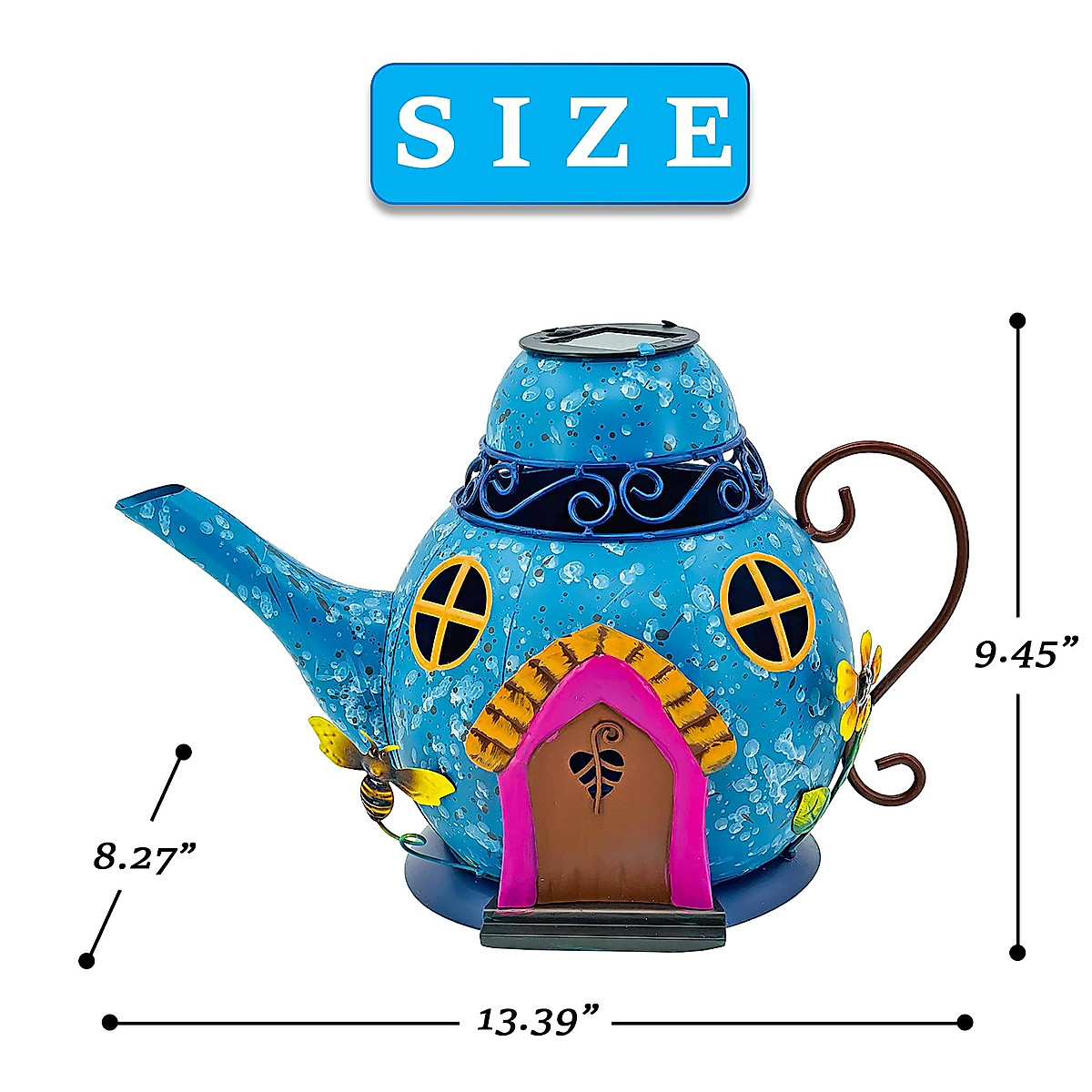 SUBOLO Fairy Teapot Garden Statue Fairy House Solar Statue Teapot Garden Decor Solar Light for a Cute Fairy Garden House