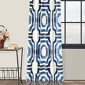 HPD Half Price Drapes Printed Cotton Curtains For Living Room 50 X 108 (1 Panel), PRTW-D23B-108, Mecca Blue
