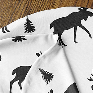 Sweet Jojo Designs Woodland Moose Baby Boy Cocoon and Beanie Hat 2pc Set Jersey Stretch Knit Sleeping Bag for Infant Newborn Nursery Sleep Wrap Sack - Black and White Forest Animal Rustic Patch
