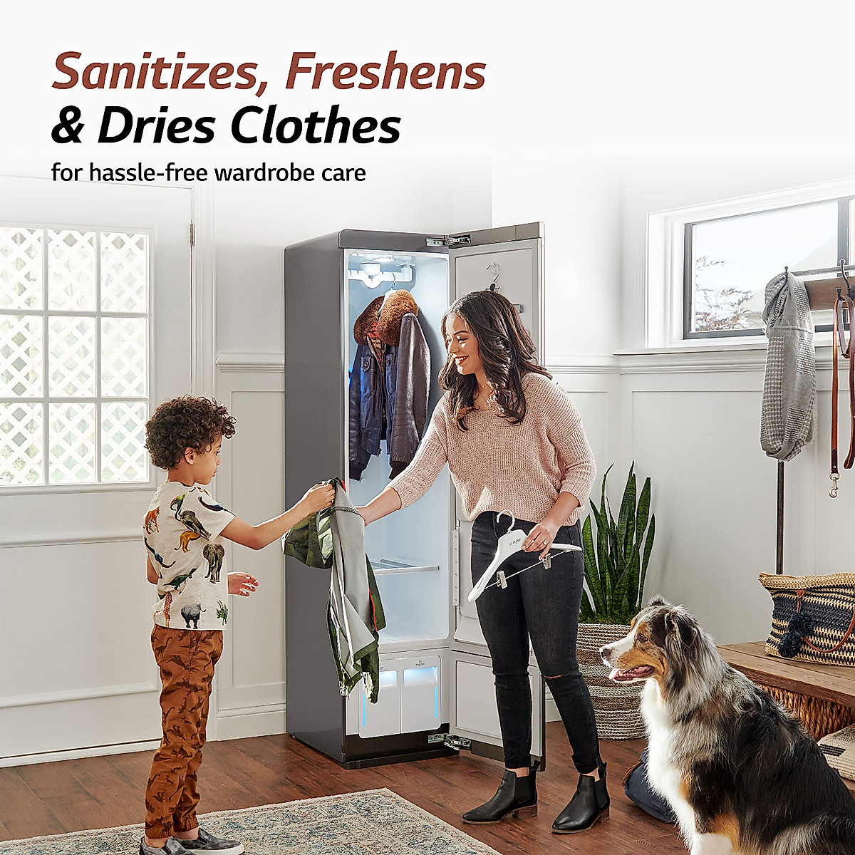 LG Styler Steam Closet | Clothes Steamer for Garments and Household Item Care | Sanitize, Deodorize, Freshen & Dry with Steam Technology & Moving Hangers| Easy Install | Wi-Fi enabled| Mirror (S3MFBN)