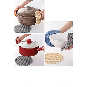 Silicone Trivet Mats - 4 Heat Resistant Pot Holders, Multipurpose Non-Slip Hot Pads for Kitchen Potholders, Hot Dishers, Jar Opener, Spoon Holder, Food Grade Silicone,Easy to wash and Dry（Nordic Grey