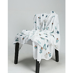 Little Jump Swaddle Blankets Muslin -Catus Print Large Size 47"x 47" Receiving Blanket - Gender Neutral Baby Blanket (Potted Plant)