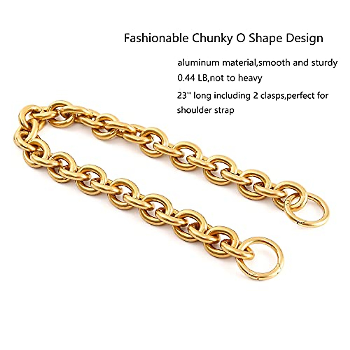 Fashionable Heavy Aluminum O Shape Metal Purse Chains Handle Shoulder Straps Replacement for Women's Handbags,Shoulder Bag (Antique Gold)