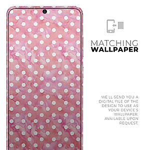 DesignSkinz White Polka Dots Over Pink Watercolor Protective Vinyl Decal Wrap Skin Cover Compatible with The Samsung Galaxy S20 (Screen Trim & Back Glass Skin)