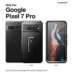 Dexnor Full Body Case for Google Pixel 7 Pro, [Built in Screen Protector and Kickstand] Heavy Duty Military Grade Protection Shockproof Protective Cover for Google Pixel 7 Pro Black