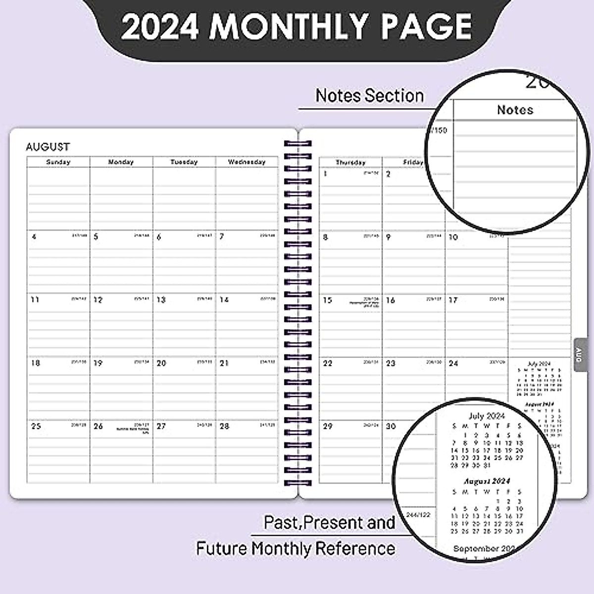 2024 Planner - 2024 Planner Spiral Bound, Jan. 2024 - Dec. 2024, 8”× 10”, 2024 Weekly & Monthly Planners for Women/Man with Printed Monthly Tabs, Strong Twin-Wire Binding, Waterproof Cover