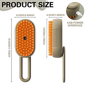 Steamy Pet Brush - Convenient Hair Removal, Easy Collection, Massage Function - Ideal Steam Brush for Cats! (White+Coffee)