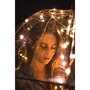 The Fresh Men Women Polarized Night Vision Driving Anti-Glare Glasses Yellow Lens Frame Ultra Light (125b-Gold, Yellow Night Vision)