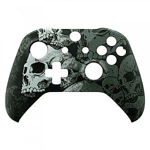 eXtremeRate Lonely Skull Patterned SoftTouch Front Housing Shell for Xbox One S & Xbox One X Controller, Custom Faceplate Cover for Xbox One Wireless Controller Model 1708 - Controller NOT Included