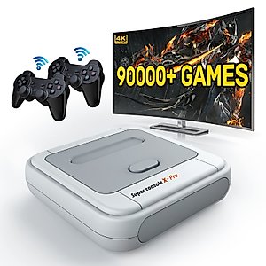 Kinhank Retro Game Console,Super Console X PRO Emulator Console with 90000+ Video Games,Video Game Console with 60+ Emulator,Dual System,Game Consoles for 4K TV,5 Players,LAN/WiFi,Best Gifts for Men