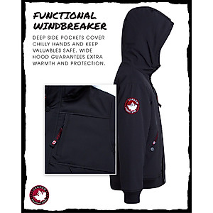 CANADA WEATHER GEAR Boys Winter Jacket - Heavyweight Softshell Bomber Parka Ski Coat (8-20), Size 10-12, Black