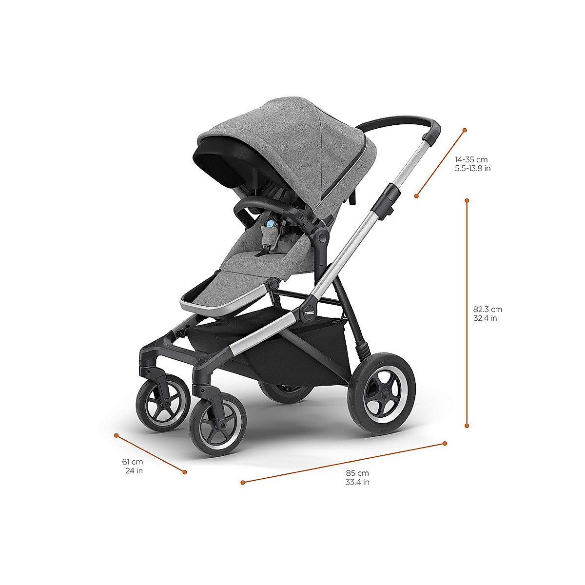 Thule Sleek City Stroller, Grey Melange