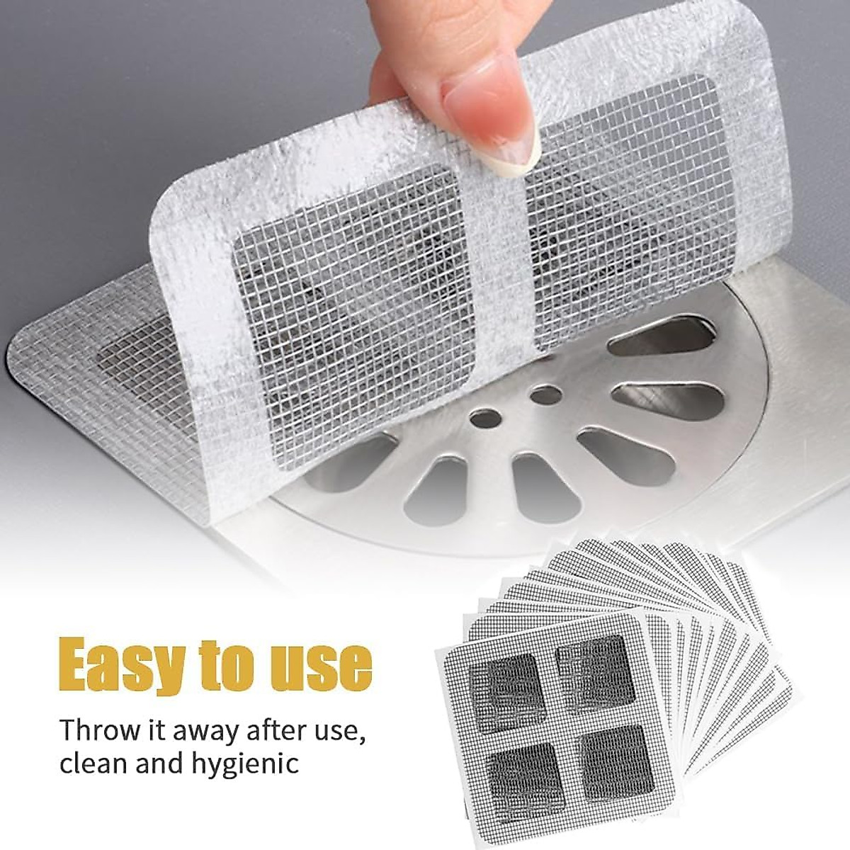 FDCBDDZ Disposable Hair Drain Stickers,2024 New Disposable Shower Drain Hair Catcher Mesh Stickers,Hair Drain Sticker for Bathroom,Laundry,Bathtub,Kitchen,Sink (30Pcs)