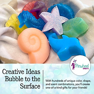 Pinwheel Crafts Soap Making Kit for Kids, DIY Complete Set with Molds, Scents, Dye, Glitter, Foaming Net - Great for Science Projects and Crafts