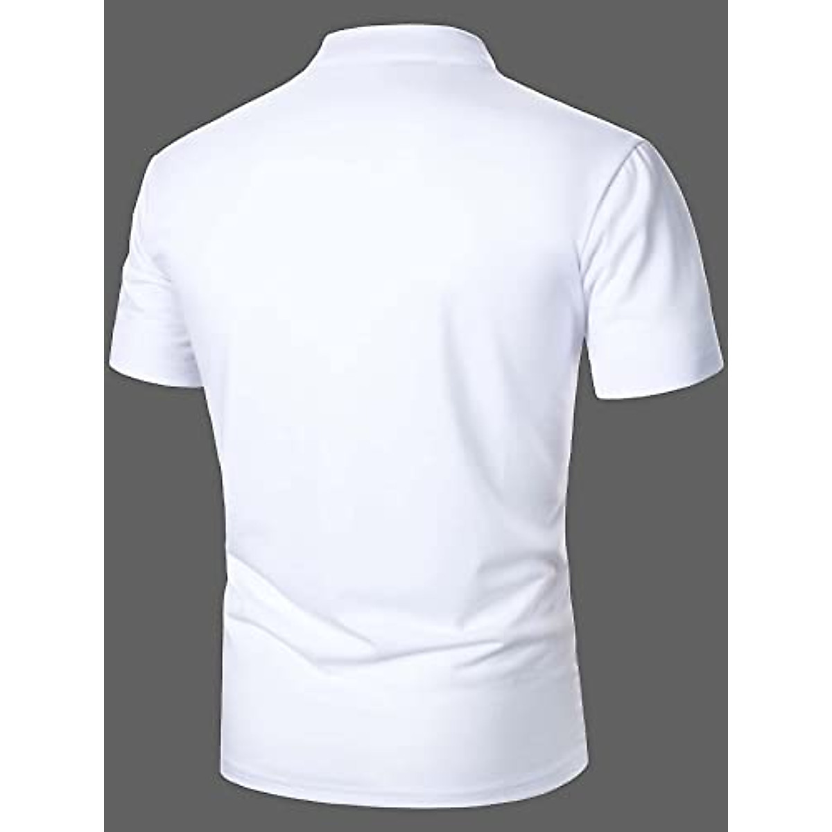SheIn Men's Contrast Collar Short Sleeve Golf Polo Shirt Button Up Regular Fit T Shirts V Cut White XXL