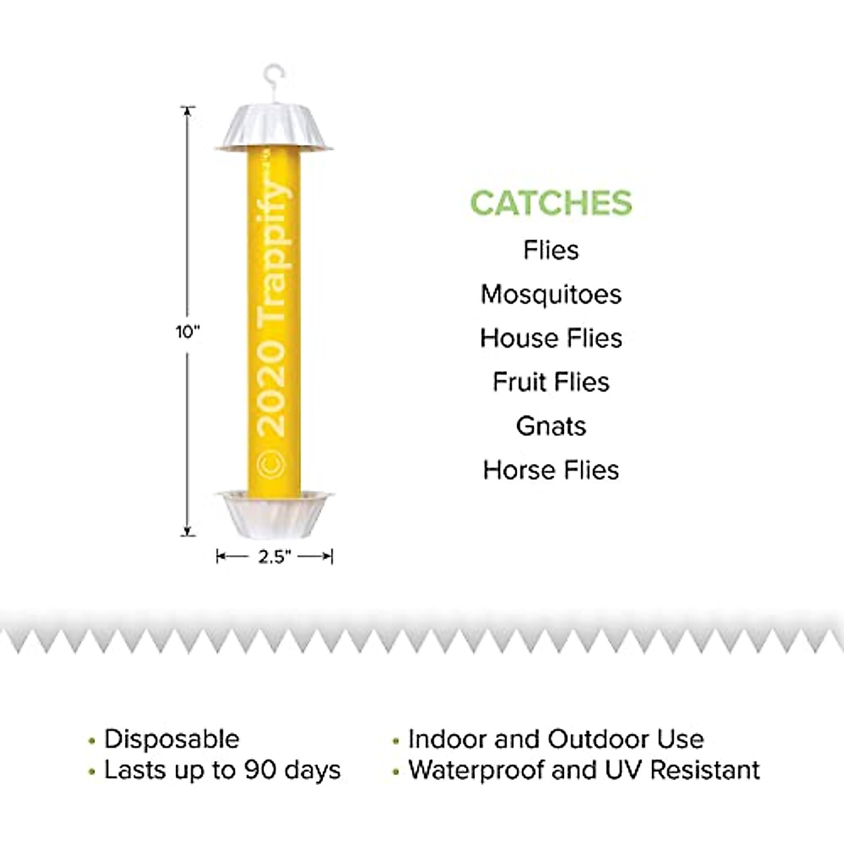 Trappify Hanging Fly Traps Outdoor: Fruit Fly Traps for Indoors | Fly Catcher, Gnat, Mosquito, & Flying Insect Catchers for Inside Home - Disposable Sticky Fly Trap for Indoor House Pest Control (2)
