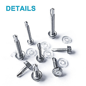 Trivd Frol 410 Stainless Steel Self Tapping TEK Screws Assortment,430 pcs #8#10#12 Hex Head Self Drilling Screws for Metal, Length 1/2" to 2"