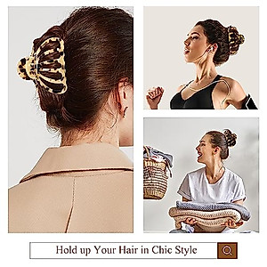 Shinowa Hair Clips, 2-Pack Bohemian Tortoise Shell Hair Claw Clips Strong Hold Big Hair Jaw Clips for Thick Hair, Hair Accessories for Women Girls, Leopard