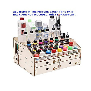TOGUSH Wood Artist Supply Paint Rack Stand Pigment Ink Bottle with Large Volumetric Bottle and Mark Pen Storage Rack