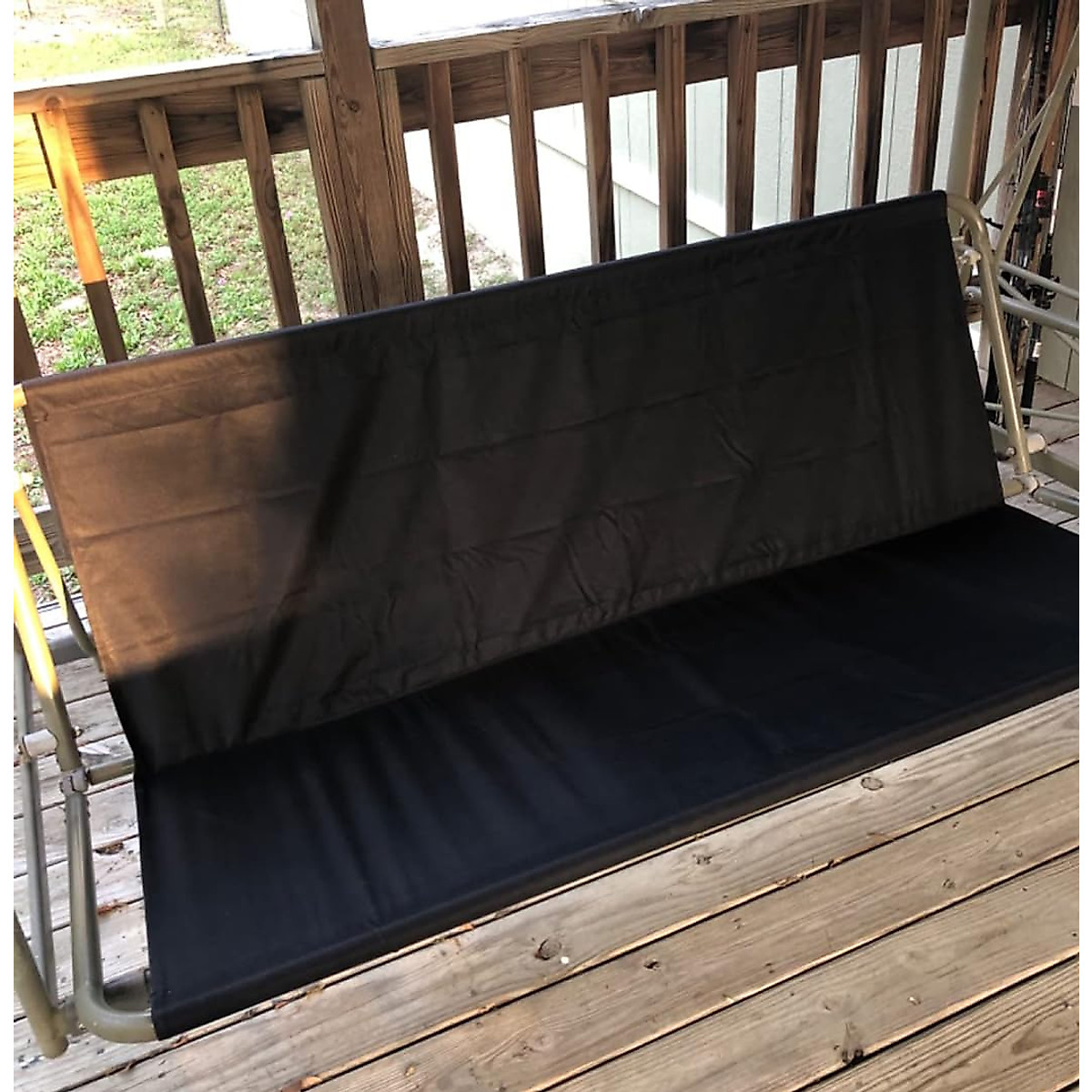 J&C Patio Swing Seat Cover Replacement 600D Heavy Duty Swing Cushion Cover Outdoor Swing Seat Support Waterproof UV Resistant for 3 Seater Durable Swing Covers for Frame (62x20.4x20.4inch)