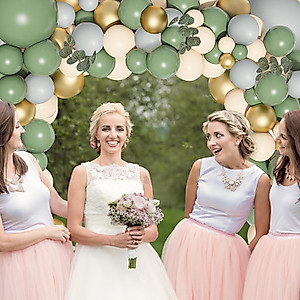 Sage Green Balloons Garland Arch Kit, Olive Green Gold Grey Nude Latex Party Balloons for Baby Shower Jungle Safari Wild One Bridal Shower Wedding Birthday Party Decorations Supplies………