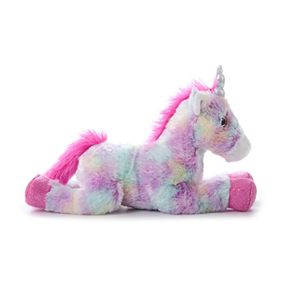 The Petting Zoo, Unicorn Stuffed Animal Plush Toy, Unicorn Gifts for Girls, Pastel Tie Dye Rainbow Unicorn with Silver Sparkly Horn, 14 inches