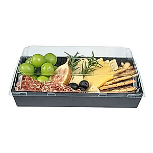 Restaurantware Matsuri Vision 9 x 6 x 1.5 Inch Large Sushi Trays 100 Greaseproof Sushi Packaging Boxes - Lids Sold Separately Disposable Black Paper Sushi Containers For Entrees Or Desserts