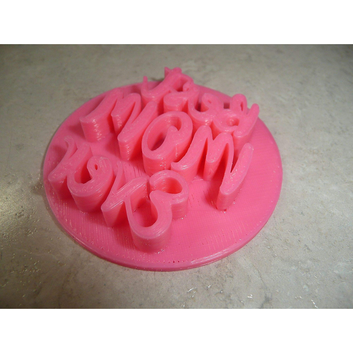 BEST MOM EVER WORDS FANCY SCRIPT FONT MOTHERS DAY COOKIE STAMP EMBOSSER BAKING TOOL 3D PRINTED MADE IN USA PR4192