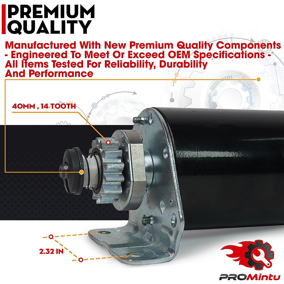 PROMintu 14 Tooth Starter Motor Replaces for 42 inch Craftsman LT1000 LT2000 LT3000 YT3000 DYT4000 Riding Lawn Mower Tractors with Briggs Stratton Intek 17HP 17.5HP 18HP 18.5HP 19HP 19.5HP 20HP