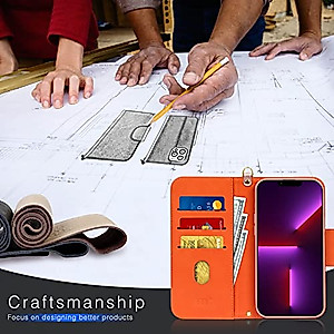 FYY Compatible with iPhone 13 Pro Max Case, [Kickstand Feature] Luxury PU Leather Wallet Case Flip Folio Cover with [Card Slots] and [Note Pockets] Case for iPhone 13 Pro Max 5G 6.7" Rose Gold