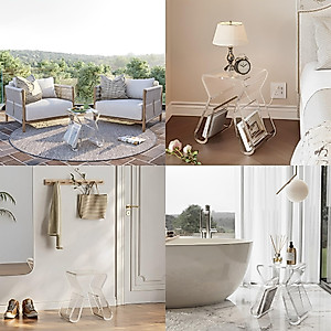 BTLWSI Acrylic Side Table, Acrylic Sofa Table Acrylic Nightstand with Storage Slots, Acrylic Clear End Table Stool for Living Room, Modern Clear Acrylic Coffee Table, 17" D x 12.2" W x 11.6" H