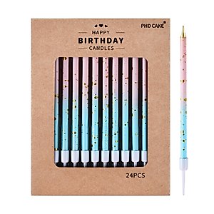 PHD CAKE Pink Blue Gold Long Thin Birthday Candles, Cake Candles, Birthday Parties, Wedding Decorations, Party Candles