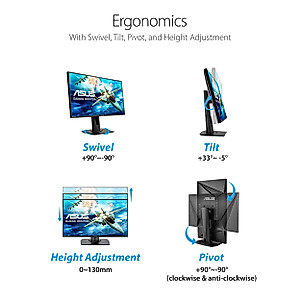 ASUS VG278QR 27” Gaming Monitor, 1080P Full HD, 165Hz (Supports 144Hz), G-SYNC Compatible, 0.5ms, Extreme Low Motion Blur, Eye Care, DisplayPort HDMI DVI (Renewed)