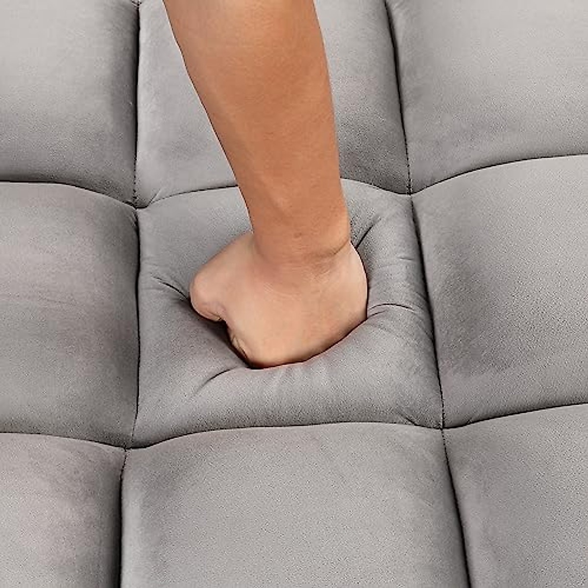 3 in 1 Upholstered Futon Sofa Convertible Twin Sofabed ,Foldable Tufted Loveseat with Pull Out Sleeper Couch Bed, Space Saving Love Seat Daybed W/Side Pockets ,USB Ports & Cupholders for Living Room