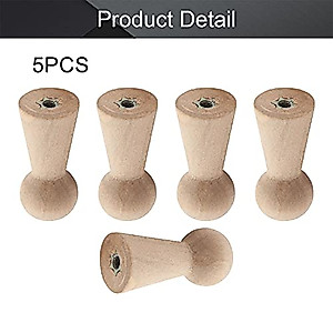 MroMax Wooden Coat Hooks Wall Mount - Vintage Single Organizer Hangers Handmade Craft Rack Pack of 5pcs