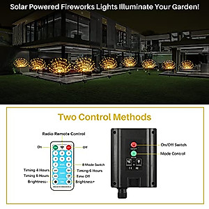 Ryblgled Individual Solar Fireworks Lights Outdoor Waterproof 2 Pack, Each 200 LED Solar Garden Lights Outdoor, 8 Lighting Modes DIY Solar Garden Fireworks Lamps, for Yard Pathway Lawn Landscape