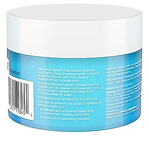 Neutrogena Hydro Boost Hydrating Whipped Body Balm with Hyaluronic Acid, Non-Greasy and Fast-Absorbing Balm for Dry to Extra Dry Skin, Paraben-Free, 6.7 oz