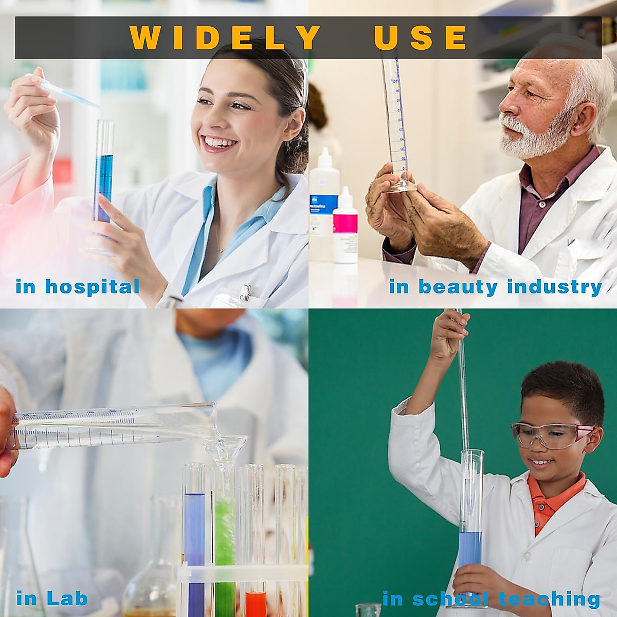 Thick Glass Graduated Cylinder Measuring Liquid Lab Hexagon Base Cylinders Come with Cylinder Brush (Glass, 50ML)