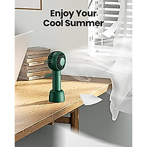 Gaiatop Mini Portable Fan, Dual Motors Powerful Handheld Fan, Cute Design 3 Speed Personal Small Desk Fan with Base, Lightweight Makeup USB Rechargeable Fan for Stylish Girl Women Men Indoor Outdoor