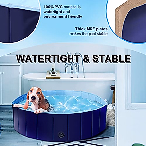 47 inch Large Dog Swimming Pool,Foldable Dog Pool Collapsible Hard Plastic Dog Swimming Pool Portable Bath Tub for Kids Dogs and Cats Pet Wading Pool for Indoor and Outdoor