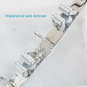 Gocenyi Mop and Broom Holder Wall Mount, Broom Organizer Wall Mount, Stainless Steel Broom Hanger, Broom Rack, Heavy Duty Mop Holder for Laundry Room, Garage, Garden(2 Racks 3 Hooks)