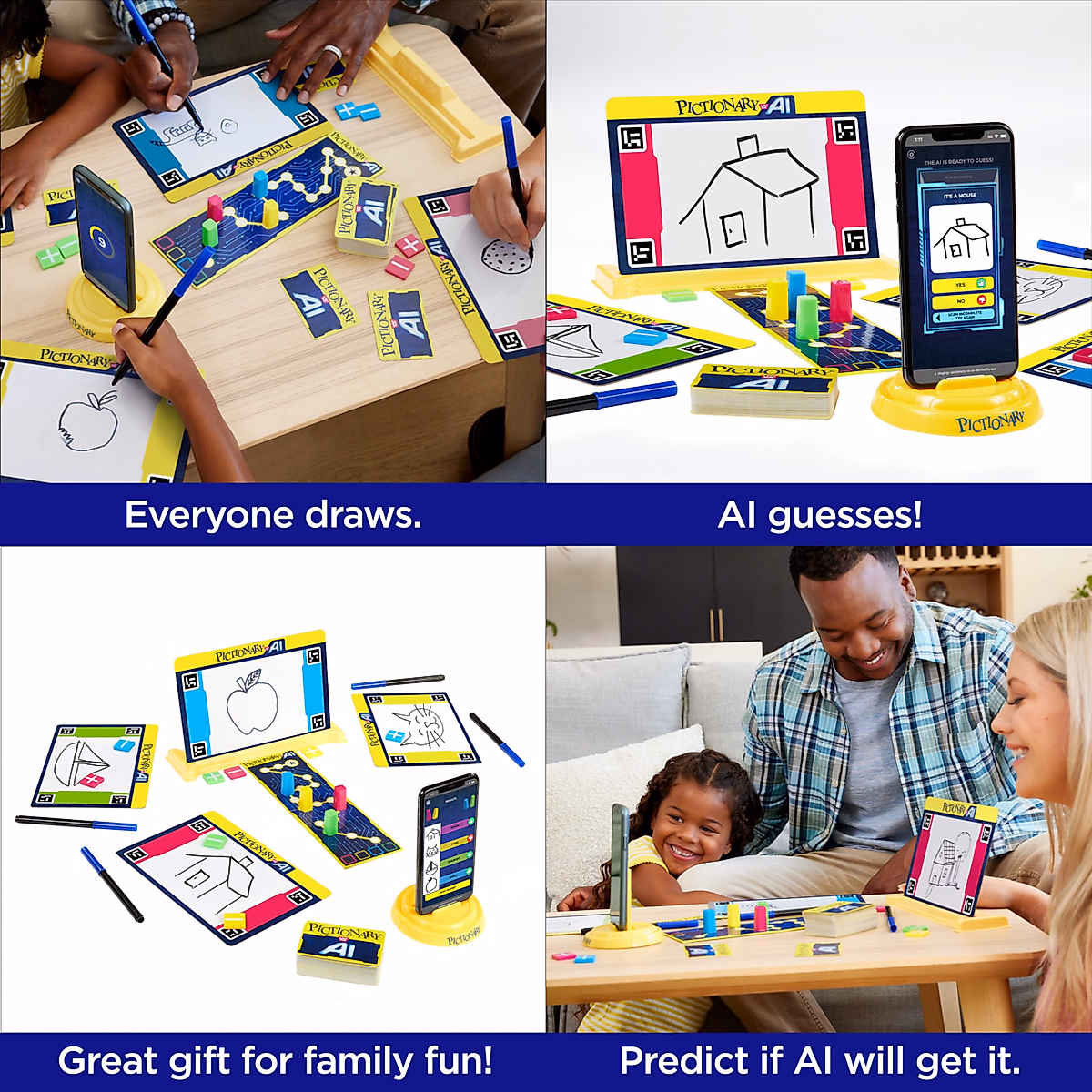 Mattel Games Pictionary vs. AI Family Game for Kids, Adults & Families Using Artificial Intelligence for 2 to 4 Players