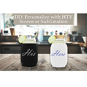 Blank Neoprene Mason Jar Coolie (Fits 16oz Jars) (Variety Color 6 Pack)