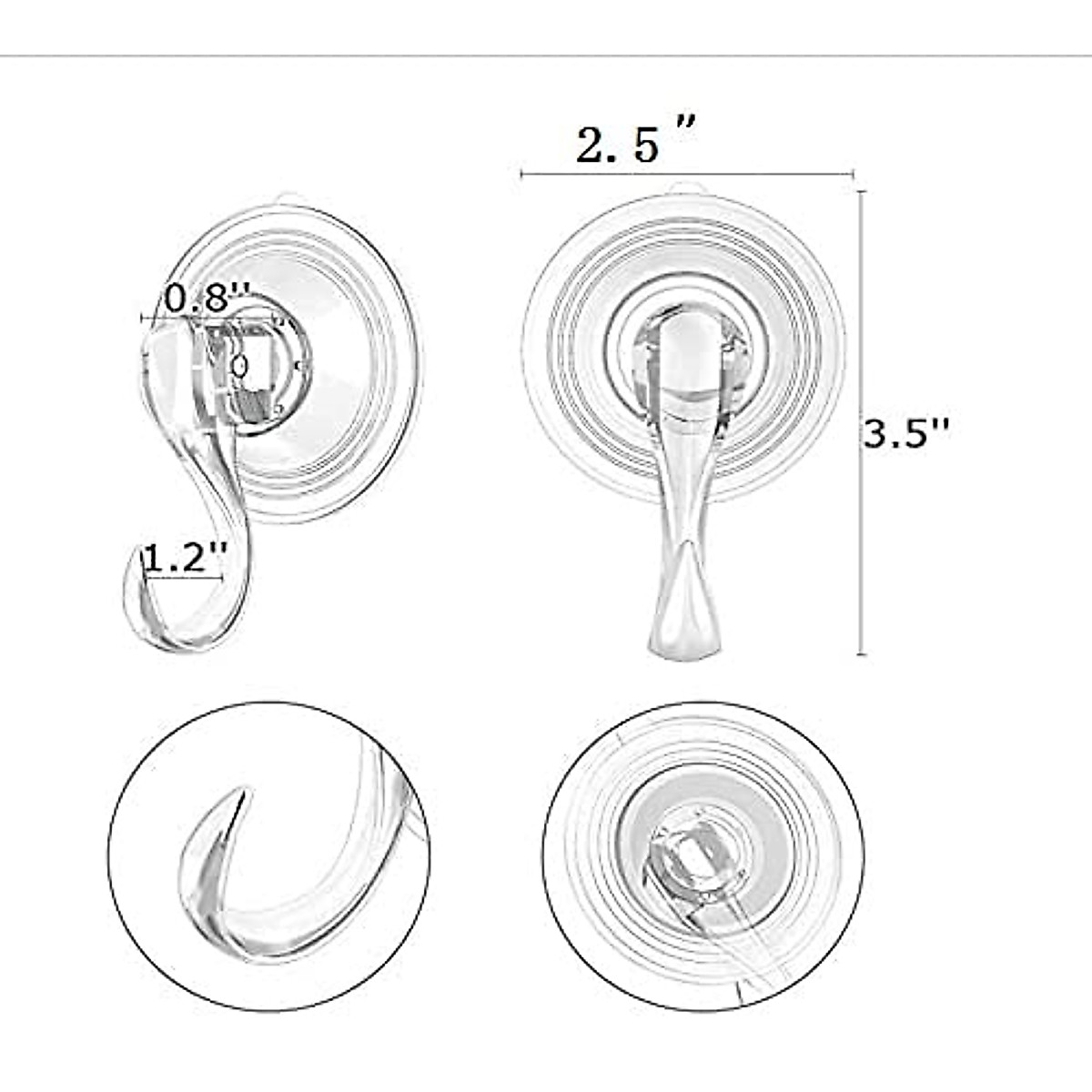LMI LOVE MORE IDEA Suction Cup Hooks Large Clear Reusable Heavy Duty Hanger Strong Hooks for Bathroom 、Kitchen、Window、Glass and All Smooth Surface Inside and Outside (L-10pack)…