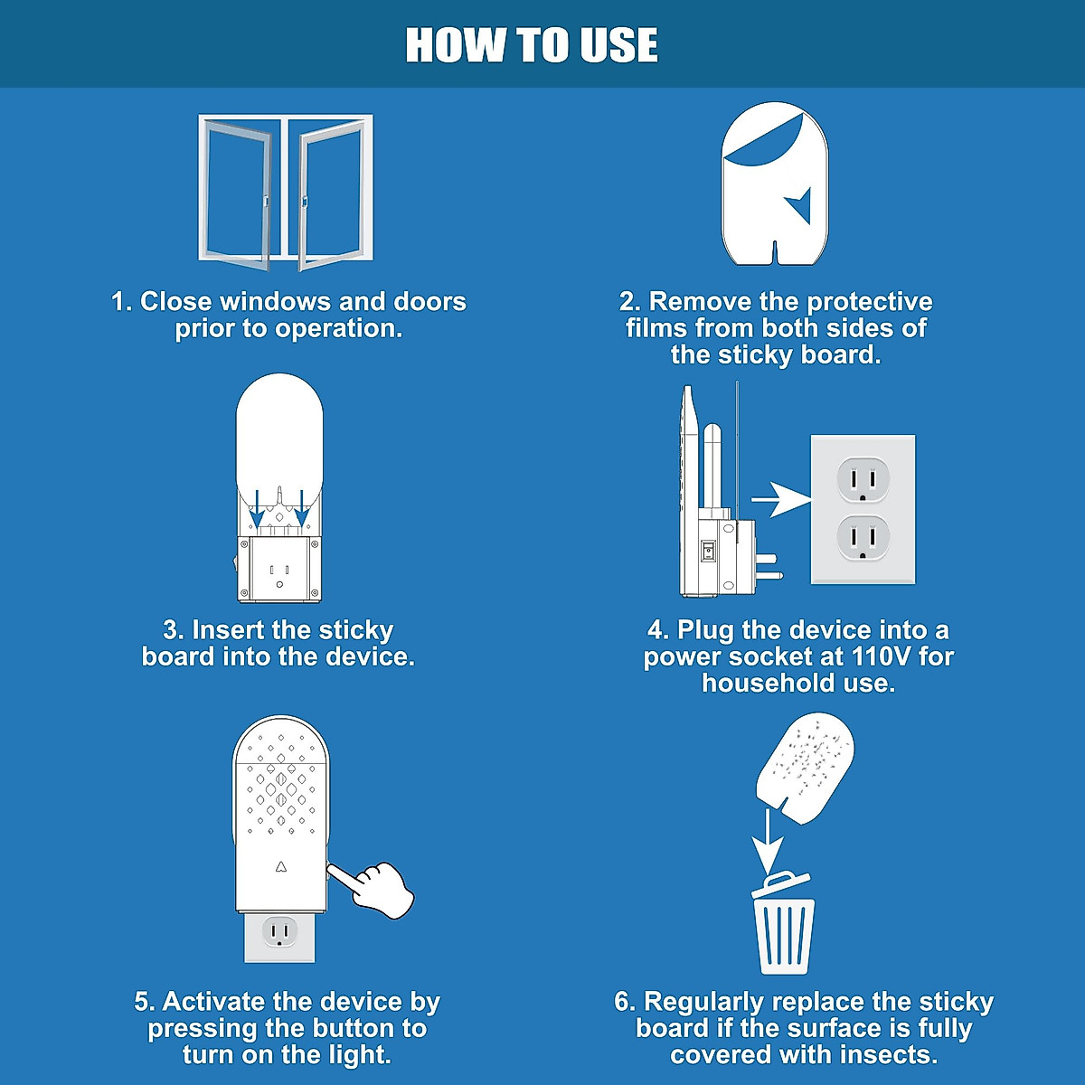 Phosooy 2 Packs Plug-in Mosquito Traps with 10 Glue Boards, Indoor Wall Insect Catchers with 365nm Blue-Violet Lights for Mosquitos, Moths, Fruit Flies, Gnats and Other Small Flying Bugs